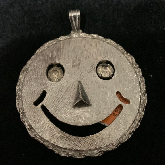 Jewelry | Vintage Smiley Face Pendantbrooch Silver Tone Textured Finish ...